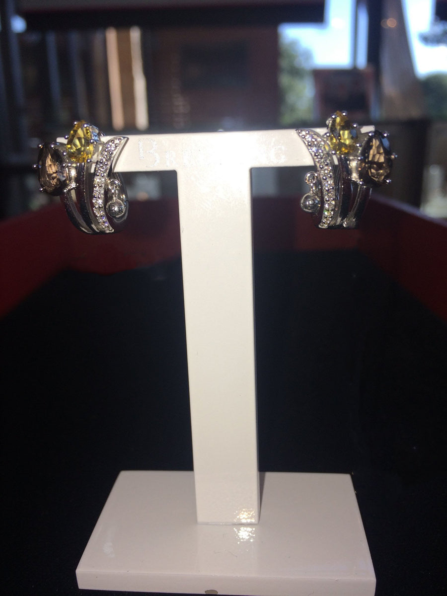 Breuning Earrings ( Citrine + Smokey Quartz ) – Carranza Jewelers